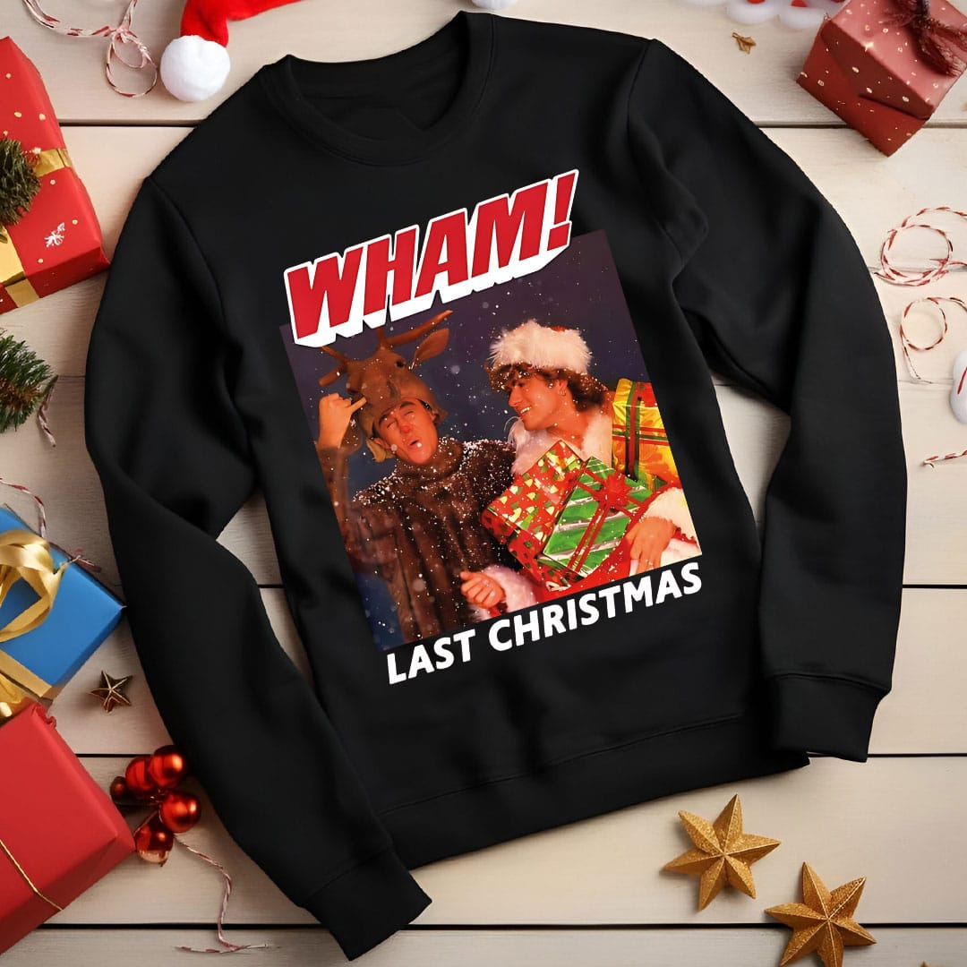 WHAM George Michael & Andrew Ridgeley Christmas Jumper - All Things Banter