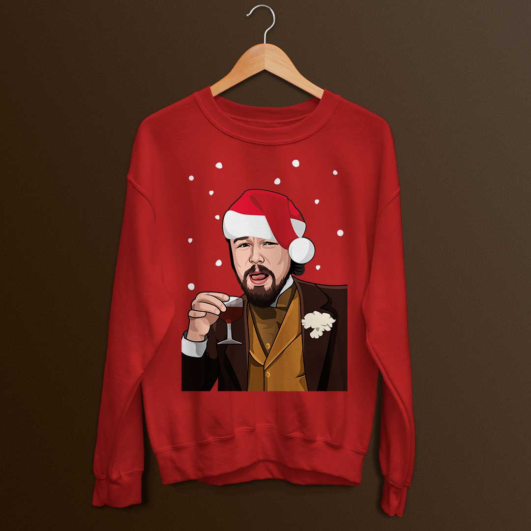Laughing Leo Dicaprio Meme Funny Christmas Jumper - All Things Banter