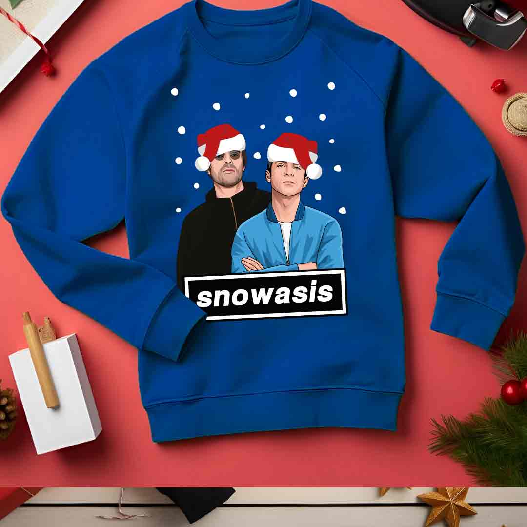 Oasis Liam & Noel Gallagher Snowasis Funny Christmas Jumper - All ...